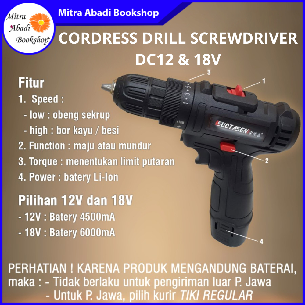 Jual Mesin Bor Tangan Portable / Cordless Drill Screwdriver DC | Shopee ...