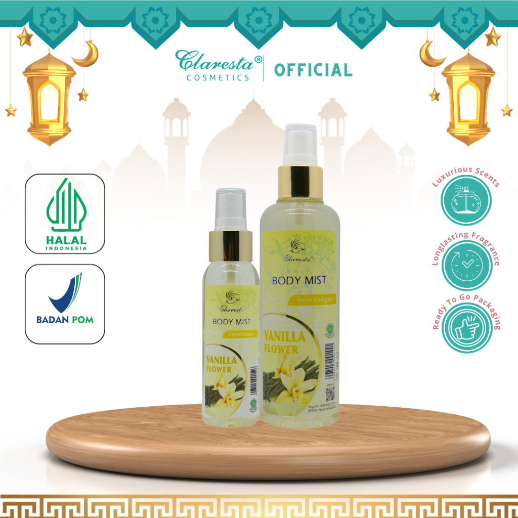 Jual Claresta Body Mist Vanilla Flower Fresh Cologne 100/200 ml ...