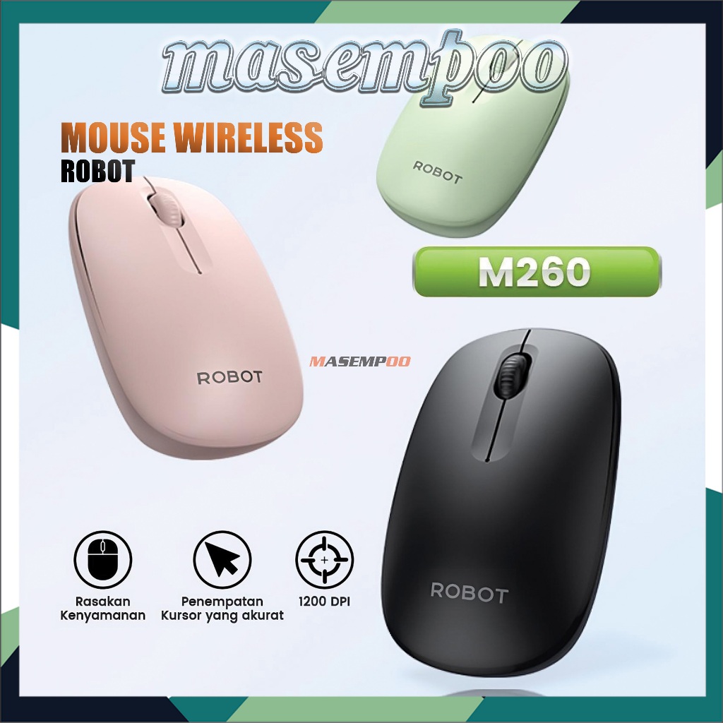 Jual Mouse Wireless Laptop ROBOT M260 2.4GHz Optical 1600 DPI dengan ...