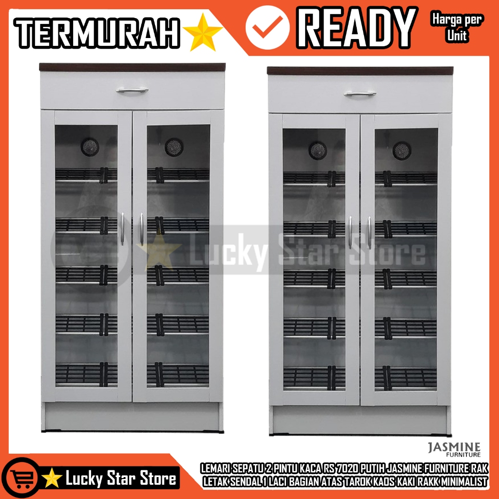 Jual [Kargo] LEMARI SEPATU 2 PINTU KACA RS 7020 PUTIH JASMINE FURNITURE ...
