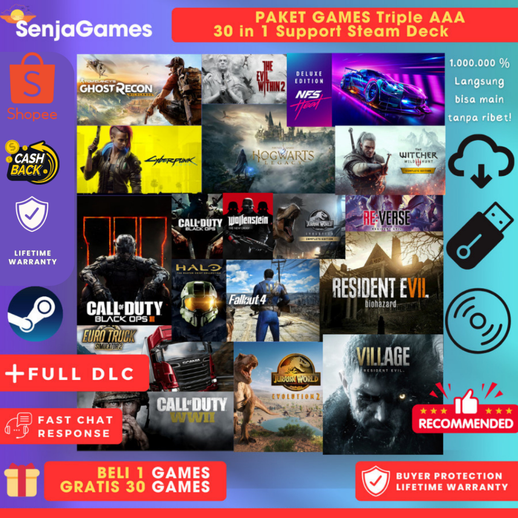 Jual PAKET GAME TRIPLE AAA 30in1 SUPER LENGKAP PC ORIGINAL GAME SUPPORT ...