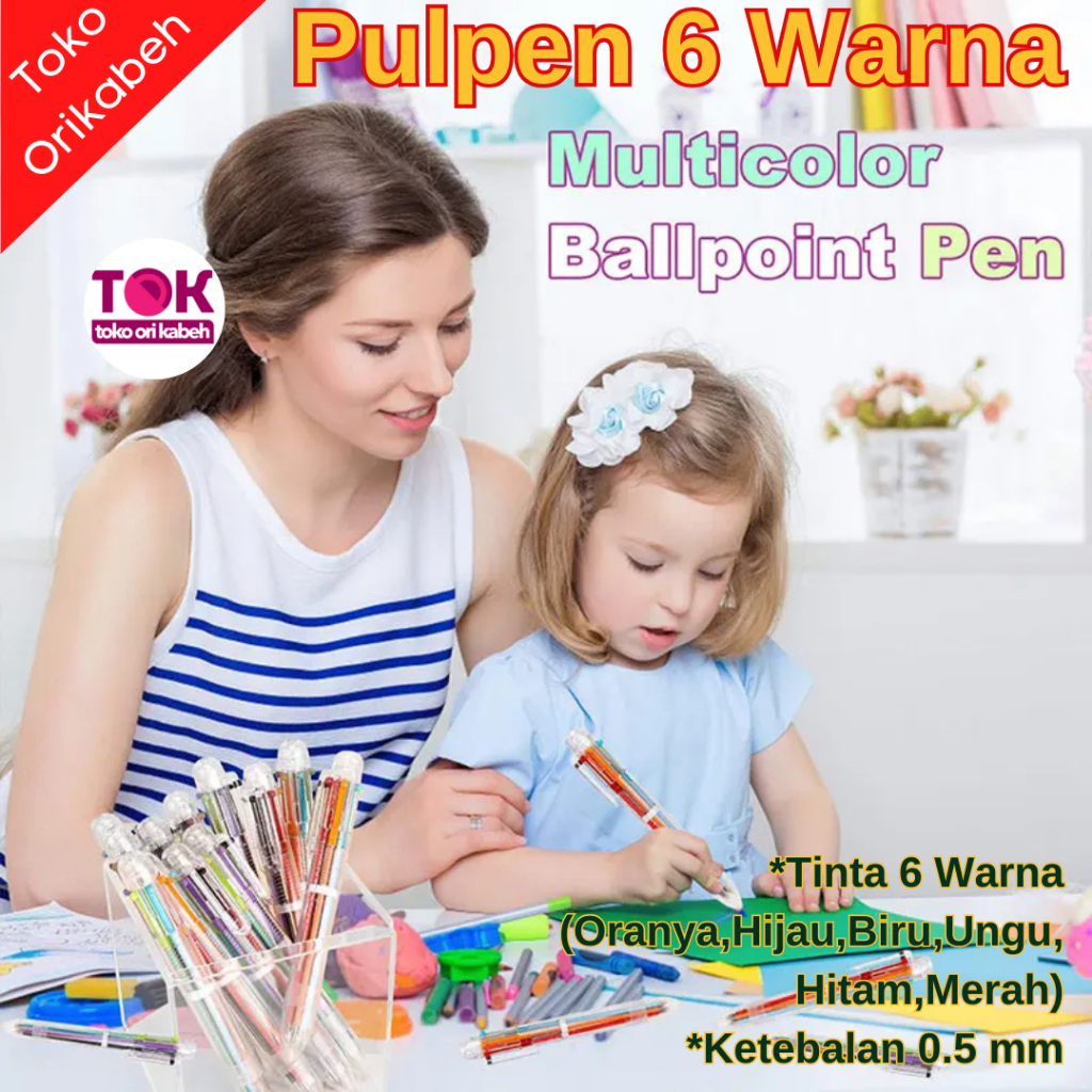 Jual Pulpen Bulpen Warna Warni Bolpoint Bolpoin Ballpoint 6 Warna Unik ...