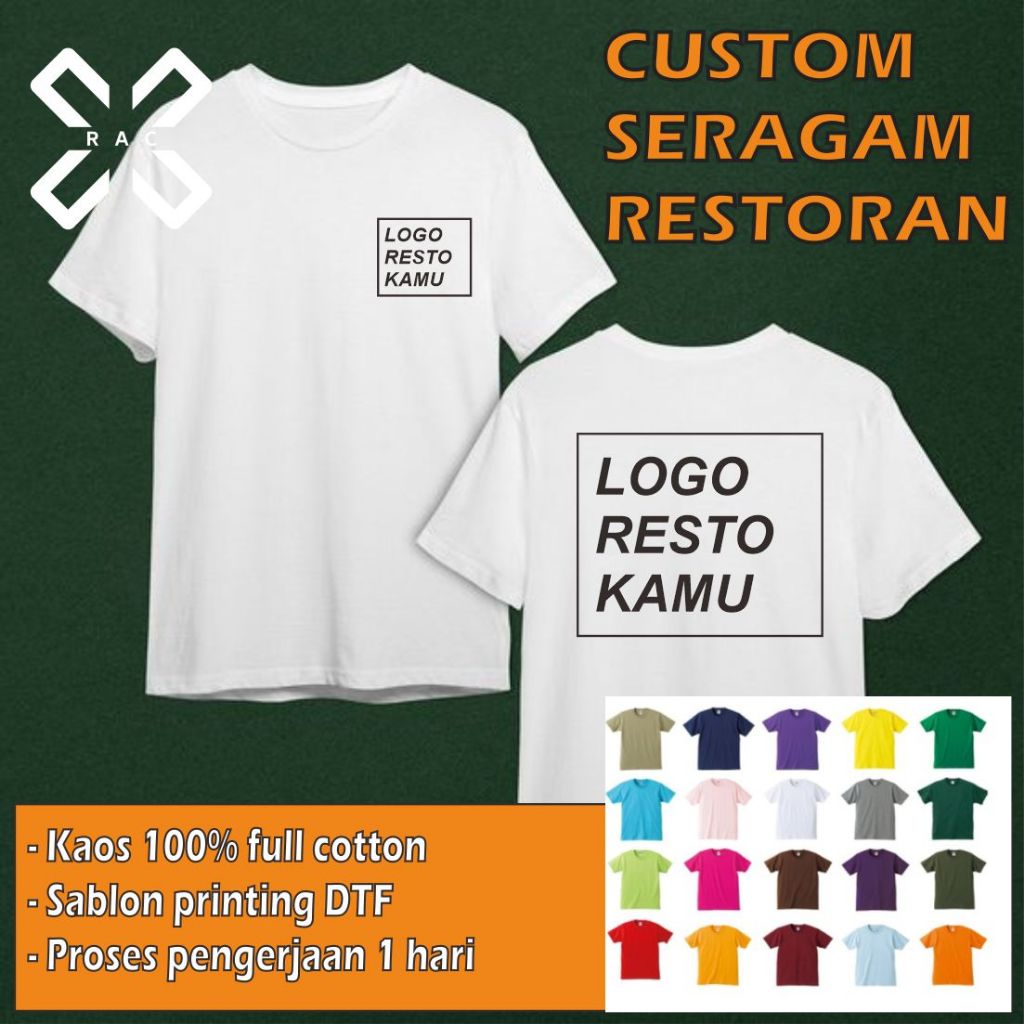 Jual [COD] Custom kaos seragam restoran / seragam kerja / seragam rumah ...