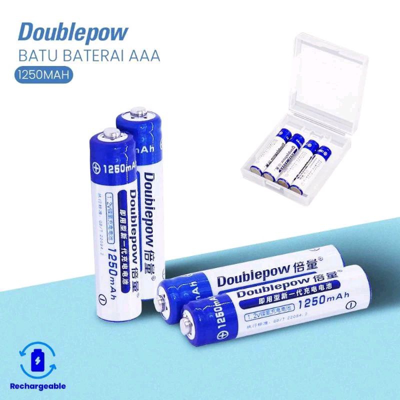 Jual Doublepow Batu Baterai AAA Recharge NiMH 1250mAh 4PCS Battery Case ...