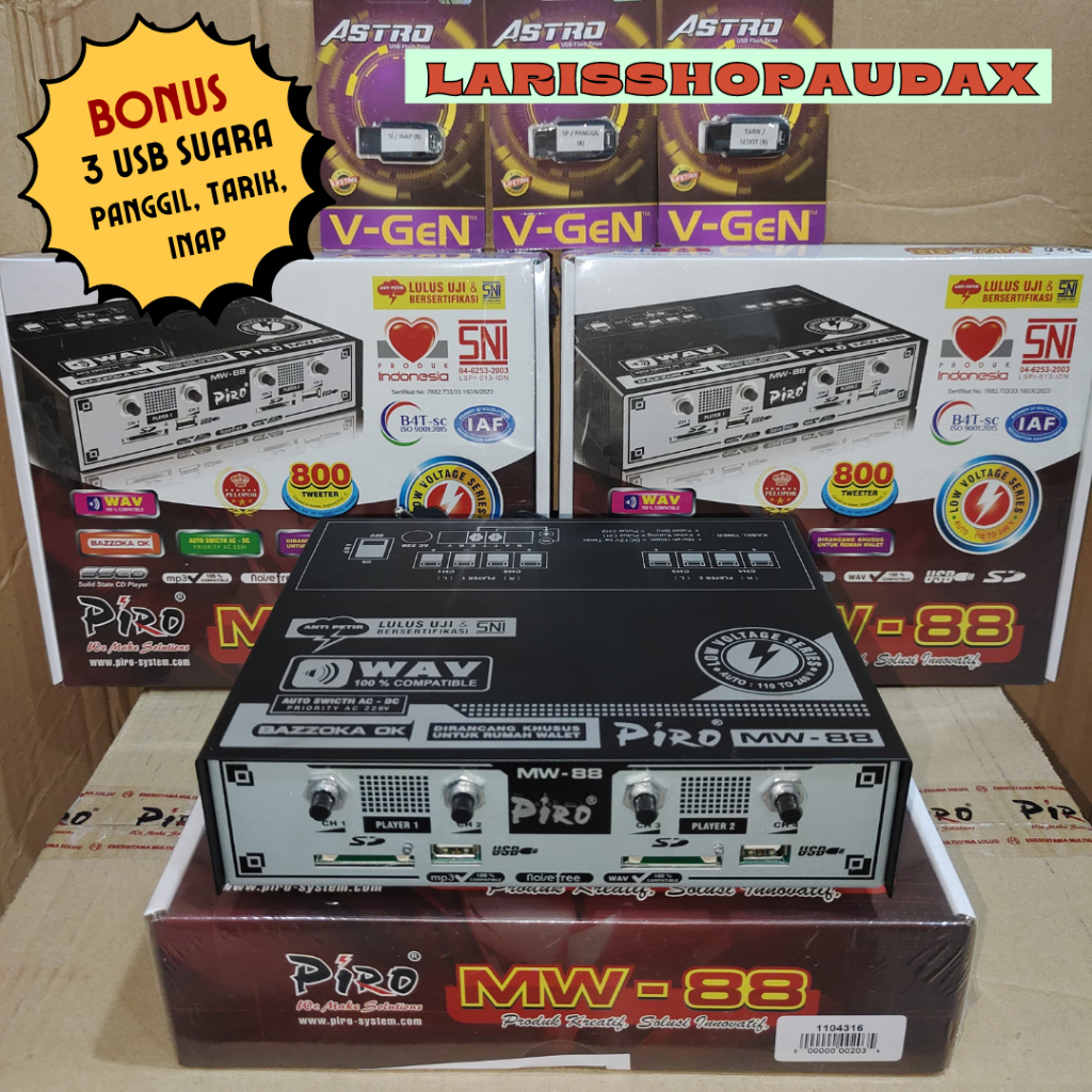 Jual AMPLI WALET PIRO MW 88 ANTI PETIR + 3 USB SUARA WALET SUPER | Shopee Indonesia