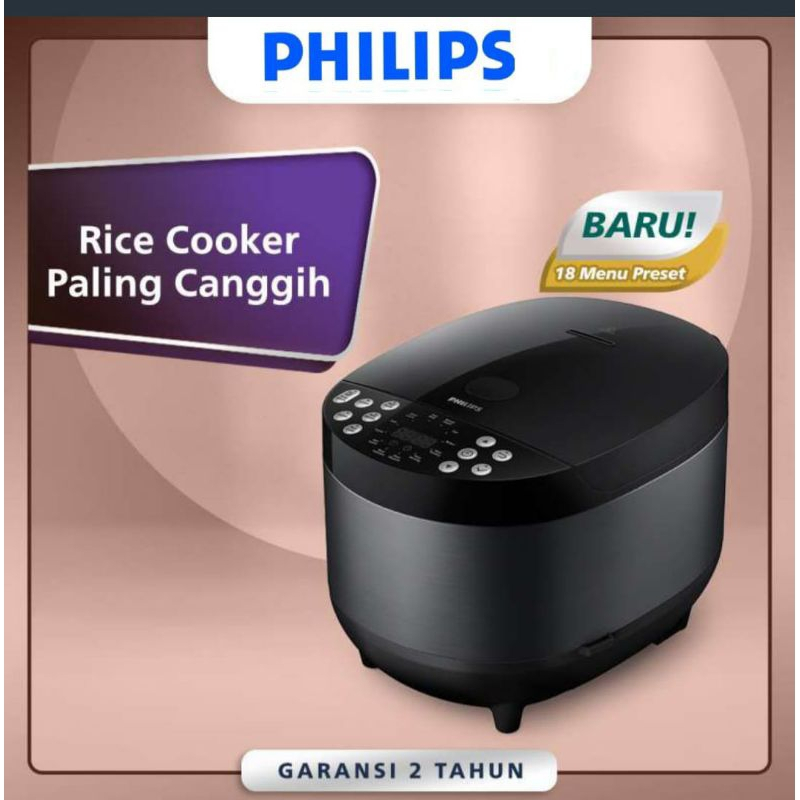 Jual PHILIPS Digital Rice Cooker Multifungsi Black Kapasitas 1.8 Liter ...