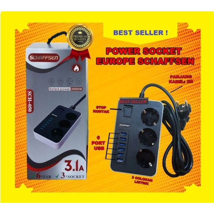 Jual Terminal Colokan Listrik 6 USB 3 Socket Europe Schaffsen | Shopee ...