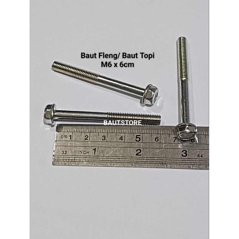 Jual Baut Topi / Flange Bolt 10/6mm x 6cm (paket 5pcs) | Shopee Indonesia