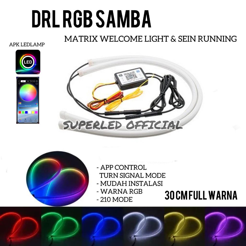 Jual DRL Flexible Matrix RGB Samba 30cm dan 60 cm Welcome 210 Mode ...
