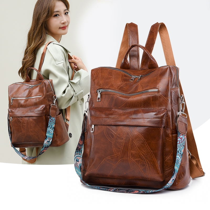 Jual Waterproof Tahan air leather Kulit Ransel 14 inch Laptop tas Besar ...