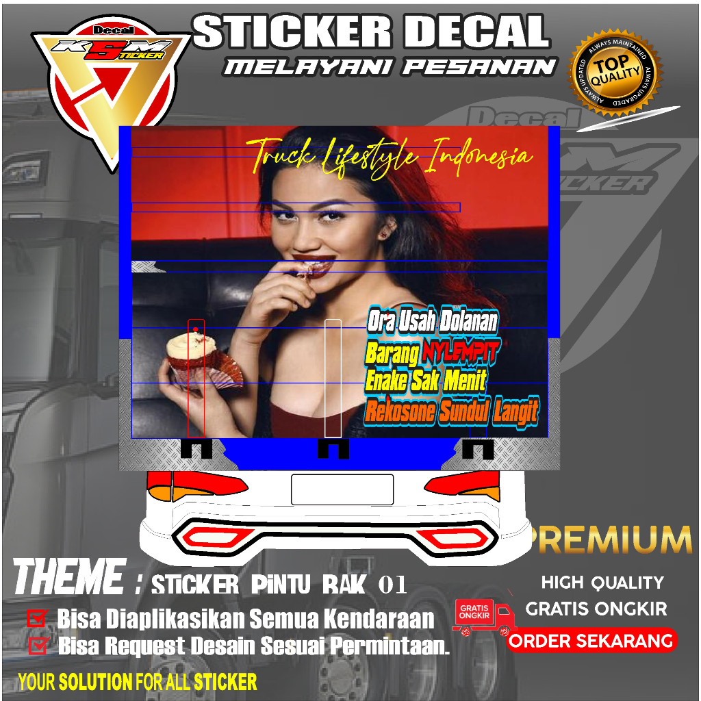 Jual STICKER DECAL PINTU BAK TRUCK UKURAN 200X150CM BISA RIQUEST GAMBAR ...