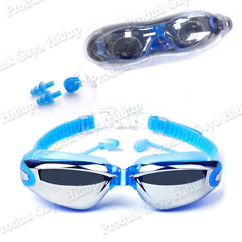 Jual Kacamata renang Kacamata renang anti-kabut anti-UV dengan penutup telinga penutup telinga ...