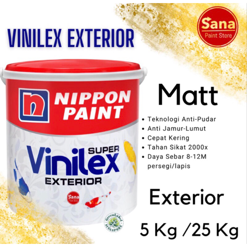 Jual CAT NIPPON VINILEX SUPER EXTERIOR 5 KG BISA REQUEST DAN CUSTOM WARNA | Shopee Indonesia