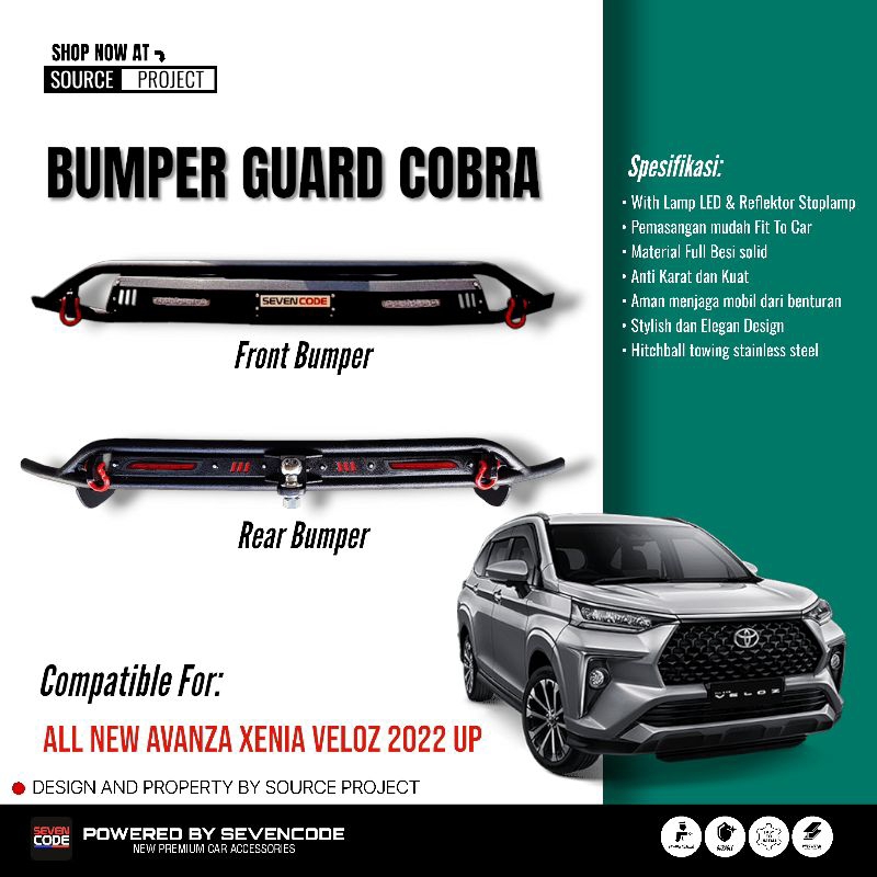 Jual Paket Bumper Guard Cobra All New Avanza Veloz Xenia Facelift 2022 ...