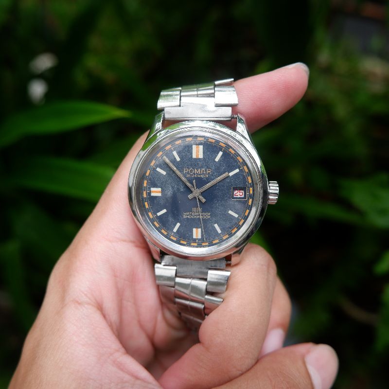 Jual Vintage Pomar Blue Dial Hand Winding Watch | Shopee Indonesia