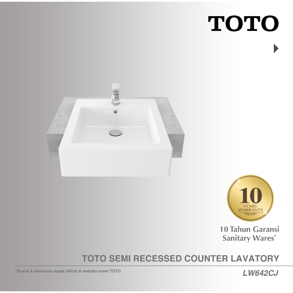 Jual TOTO Semi Recessed Counter Lavatory 1 Tap Hole / Wastafel LW642CJ | Shopee Indonesia