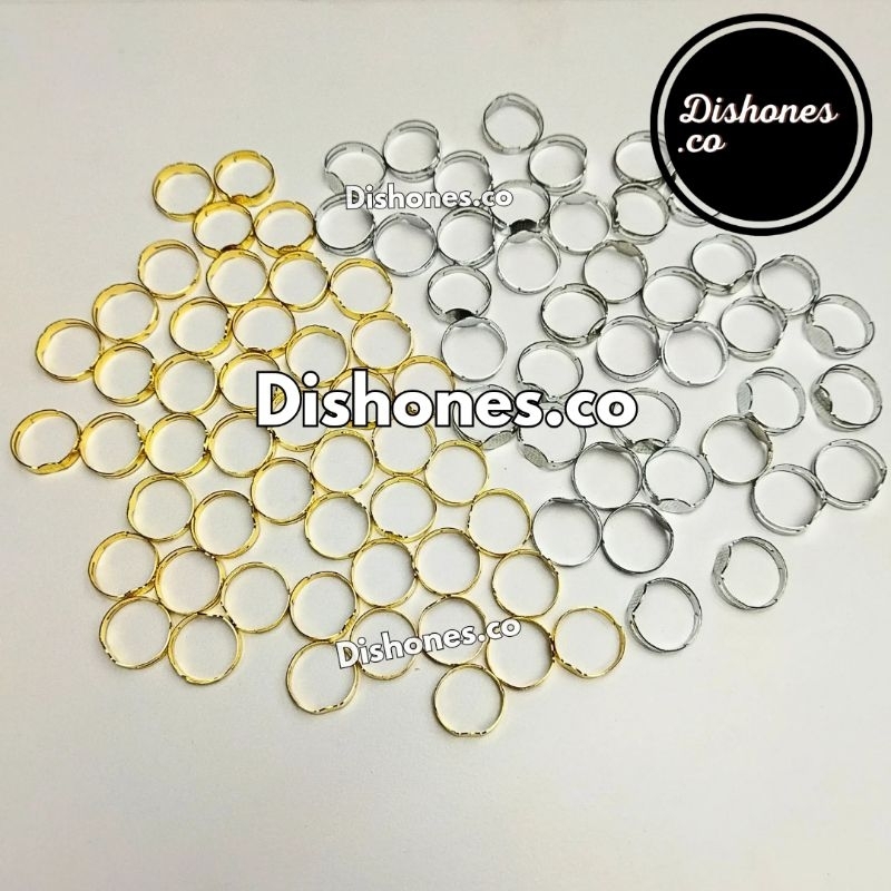 Jual (12 PCS) Cangkang Cincin Diy Liontin Silver Gold / Ring Cincin Diy ...