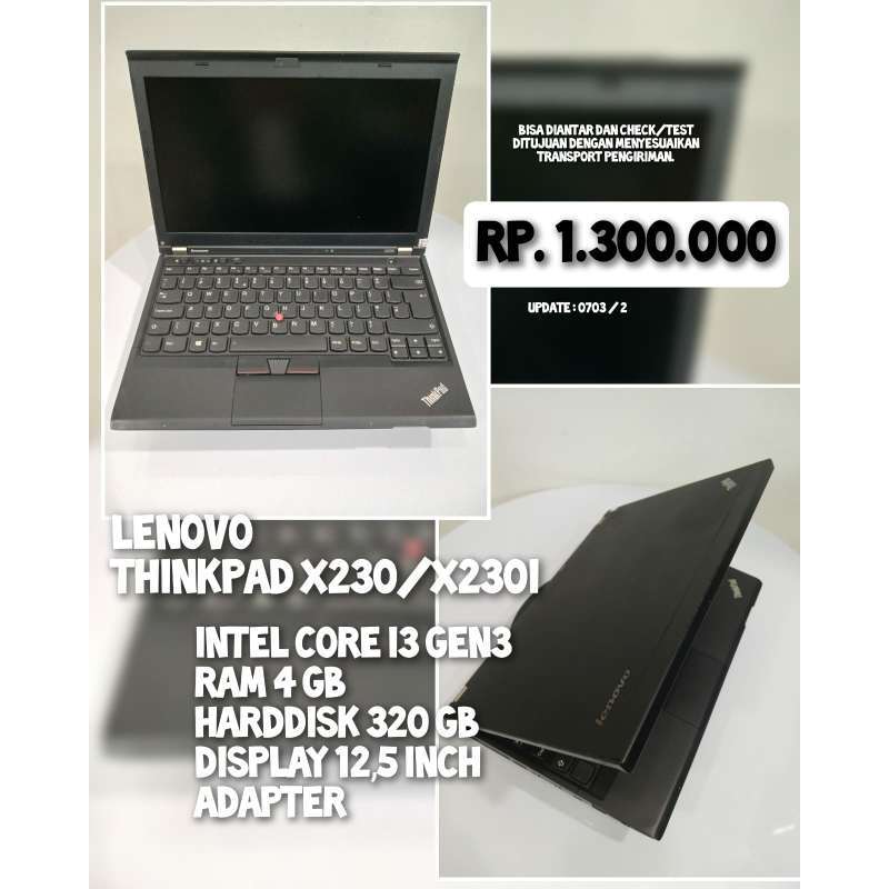 Jual Merek Dan Spesifikasi Lenovo Thinkpad x230/230i Intel Core I3 Gen3 ...