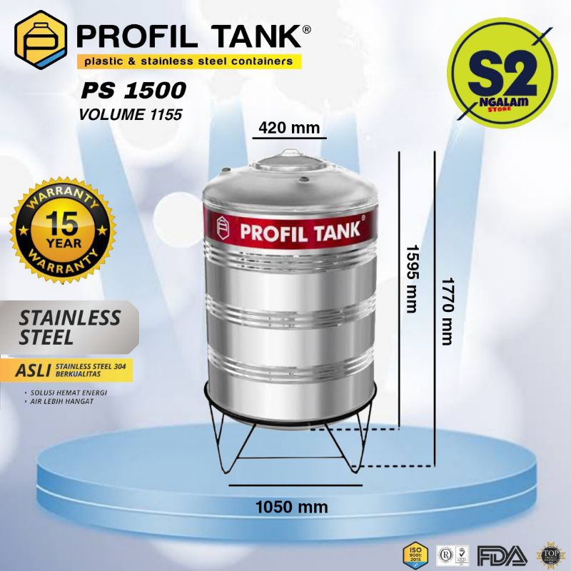 Jual Tandon Air /Toren Air /Tangki Air - PROFIL TANK STAINLESS PS 1500 ...