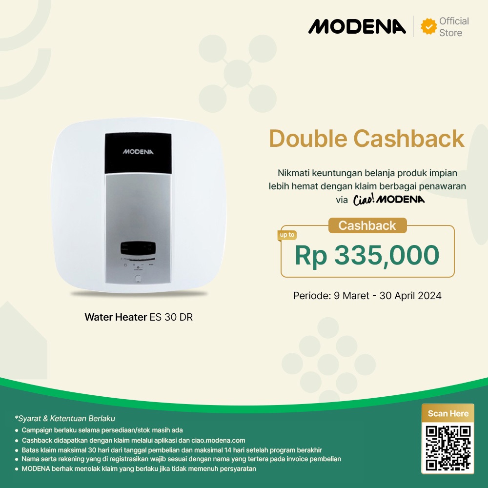 Jual MODENA Electric Water Heater - ES 30DR (30 Liter) | Shopee Indonesia