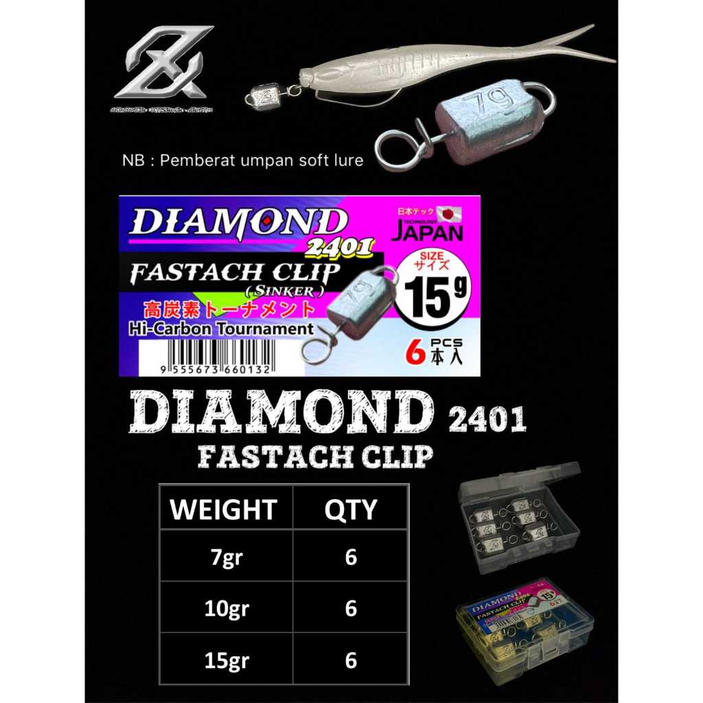 Jual PEMBERAT UMPAN SOFTLURE AXZ DIAMOND FASTACH CLIP SINKER | Shopee ...