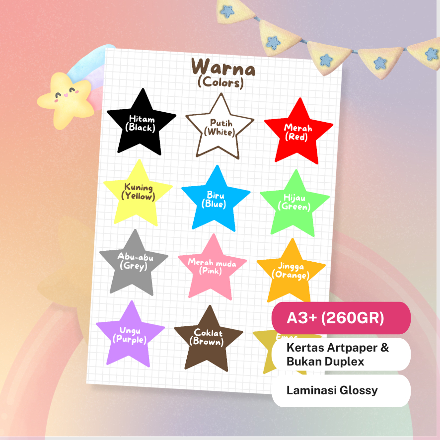 Jual POSTER LAMINASI Warna Bintang, Star Color / Poster Warna warni ...