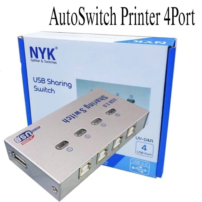 Jual USB AUTO SWITCH PRINTER 4 PORT NYK Usb Sharing printer Penghubung Dari 4 Komputer Ke ...
