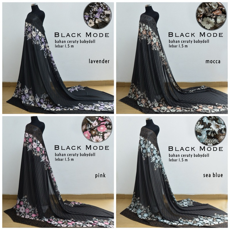 Jual motif black mode| kain ceruty babydoll | kain meteran| bahan baju ...