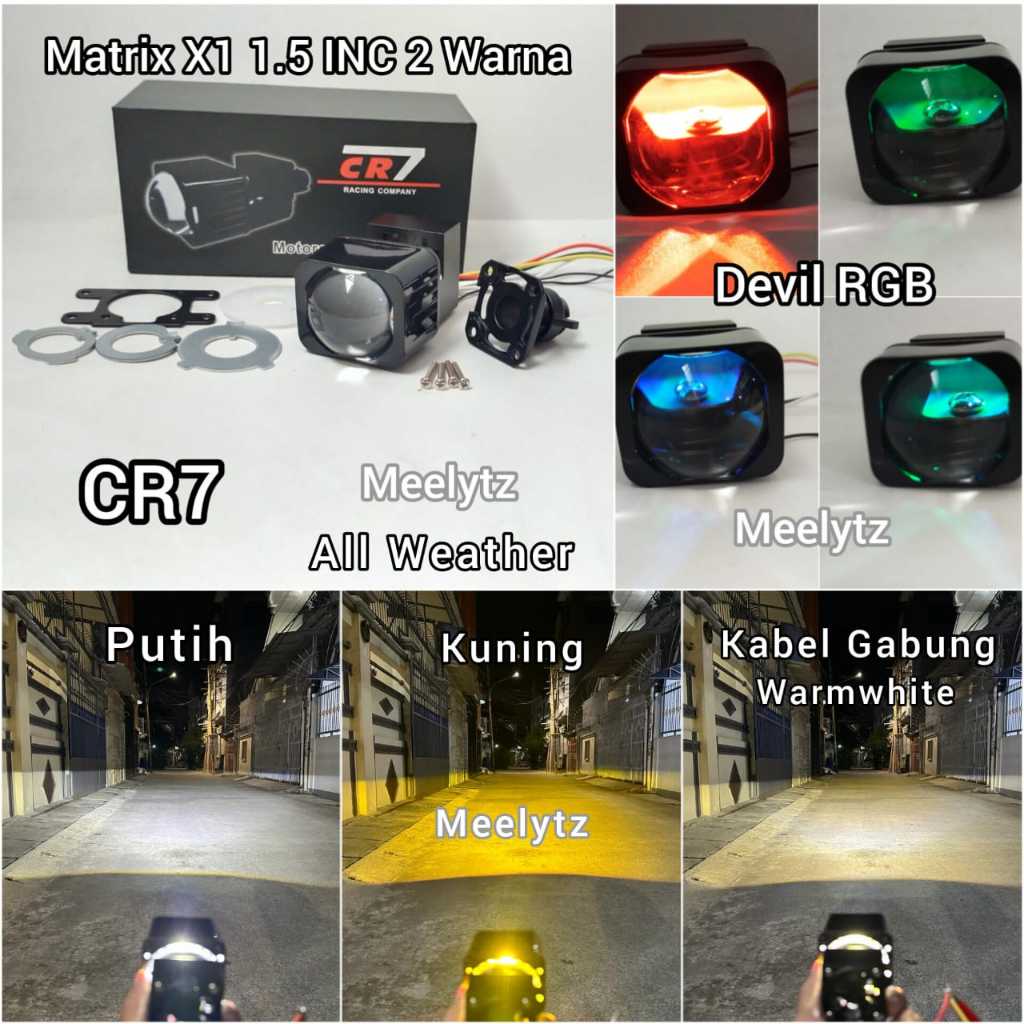 Jual Projector Biled Matrix X1 1,5inc 2 Warna All Weather Devil eye RGB ...