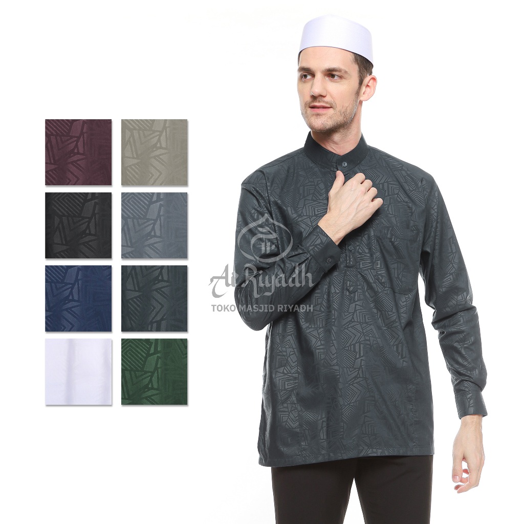 Jual Baju Koko ZAWEEYA Ajmal Series Model Mansur Emboss Polos Warna ...