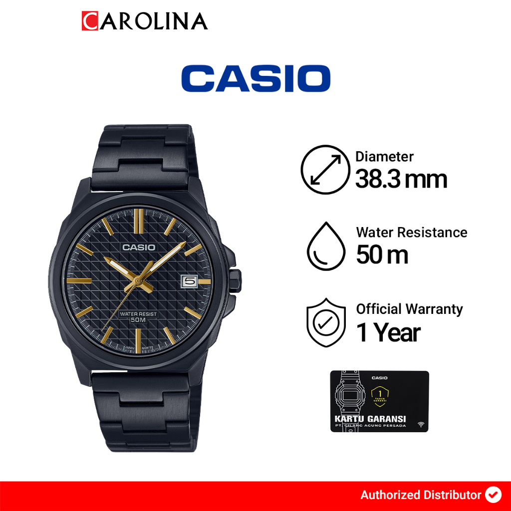 Jual Jam Tangan Pria Casio Standard MTP-E720B-1A Black Analog Dial Black Stainless Steel Band ...