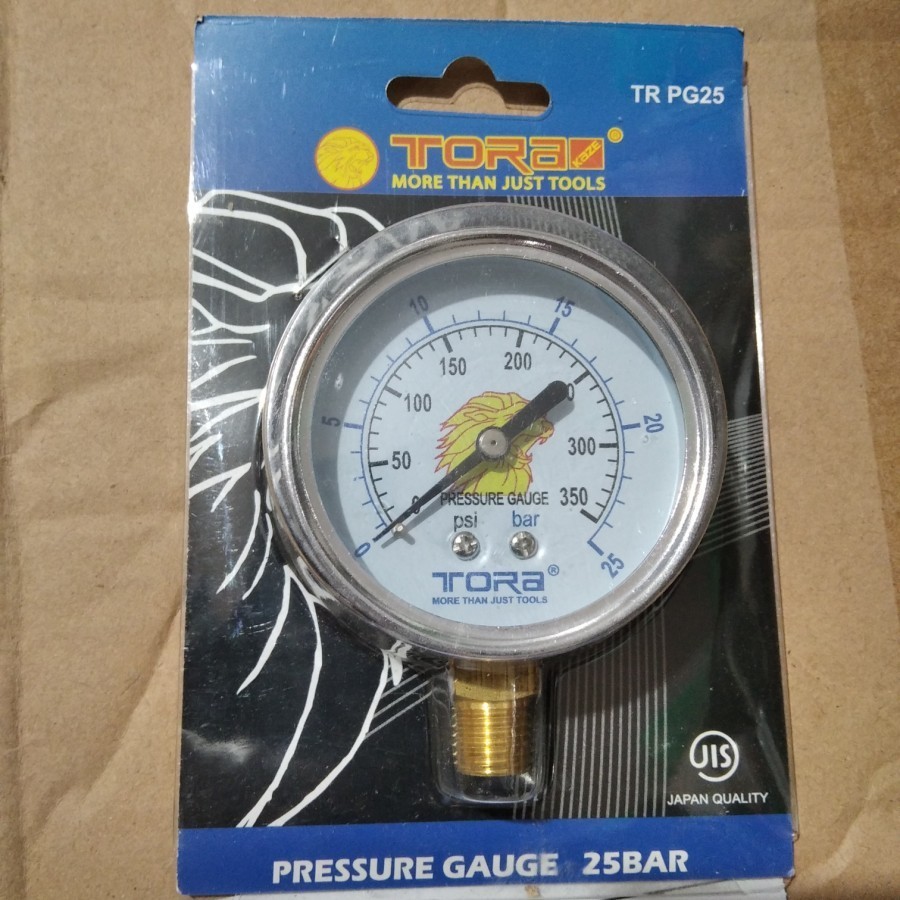 Jual Amper Meteran Angin Kompressor 25 Bar Tora Pressure Gauge 25 Bar ...