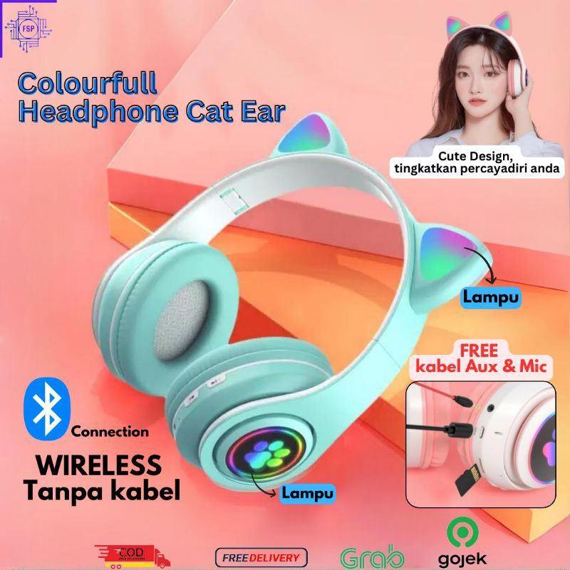 Jual TERMURAH!!! Headset Gaming Headphone Bluetooth Wireless Meng Cat ...