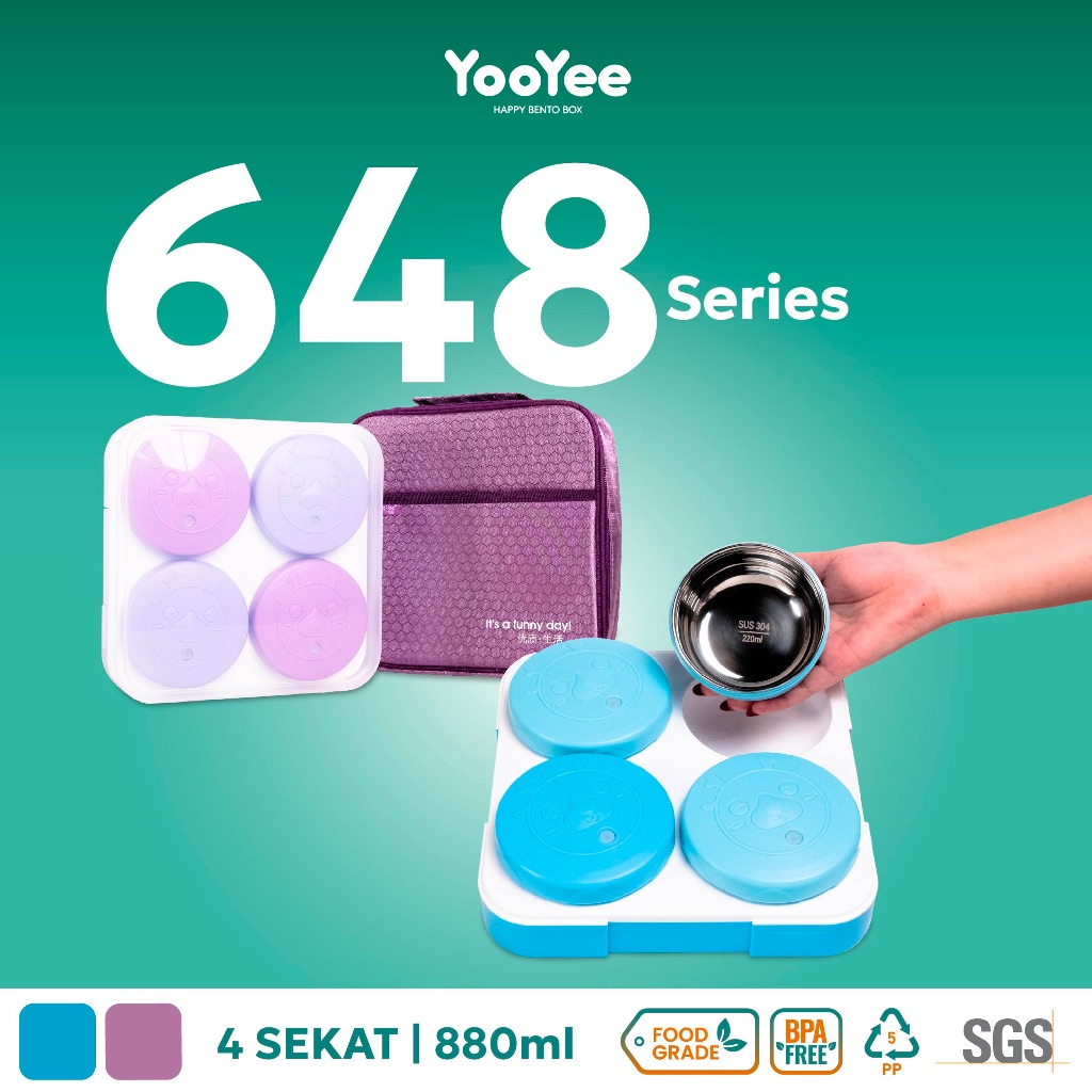 Jual Yooyee 648 Kotak Makan Stainless 4 Sekat Model Bulat Free Tas | Shopee Indonesia