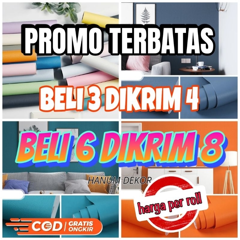 Jual BELI 3 DIKIRIM 4 Terlaris Wallpaper Sticker Dinding polos ...