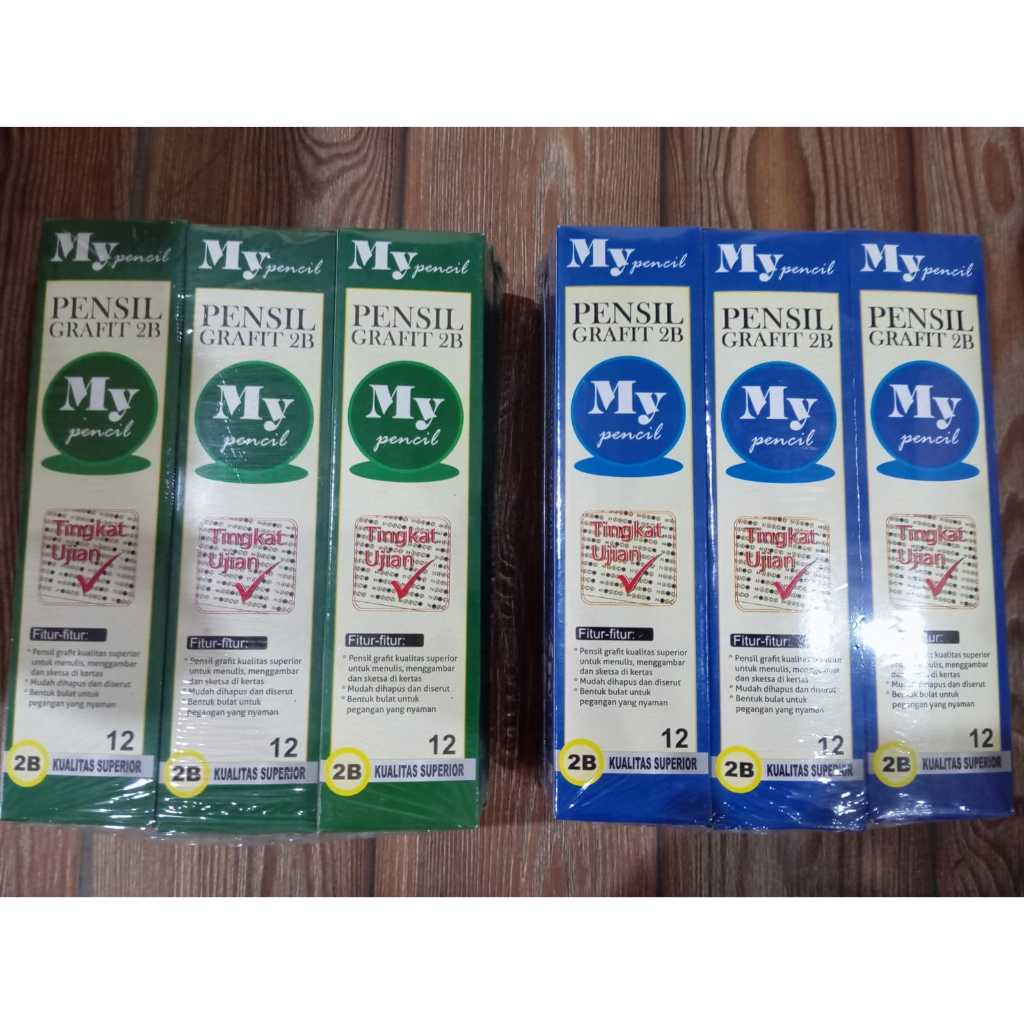 Jual Pensil Kayu 2B Murah/Pensil 2B MY PENCIL /My Pencil Hijau/Biru/2B ...