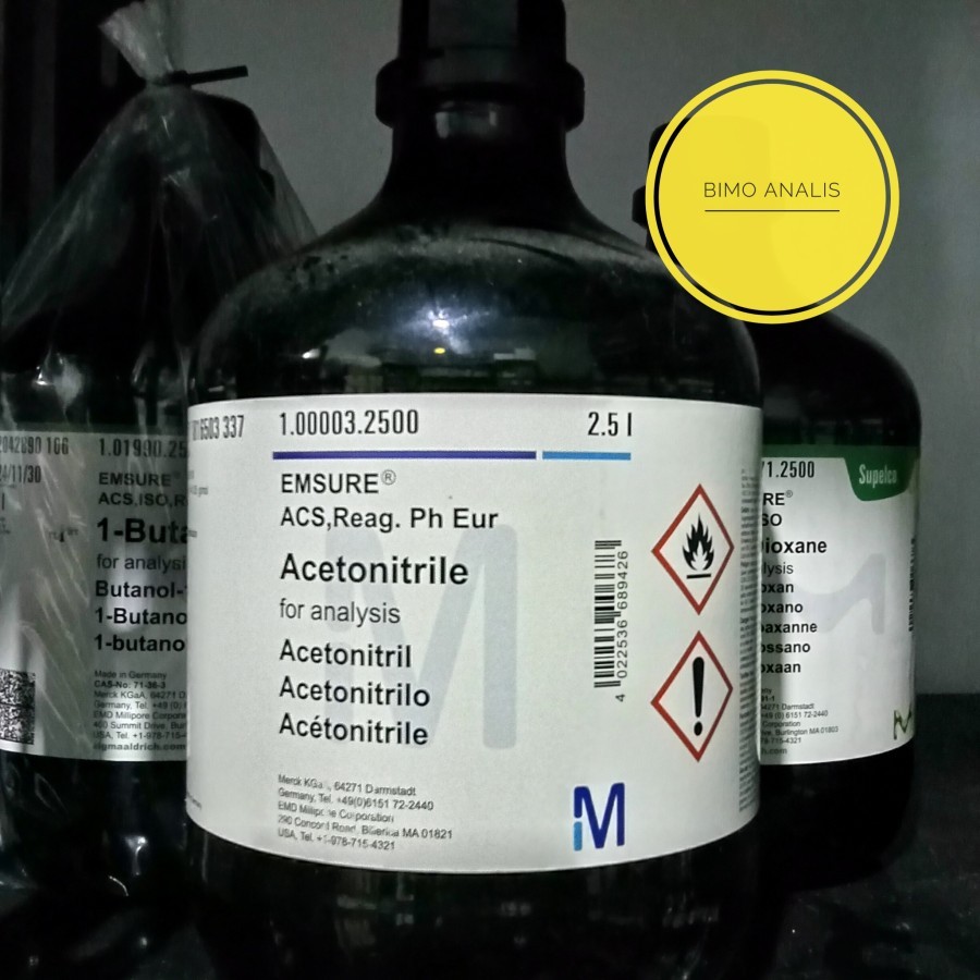 Jual Acetonitrile Pro Analis 250mL Merck 100003 | Asetonitril ( repack ...
