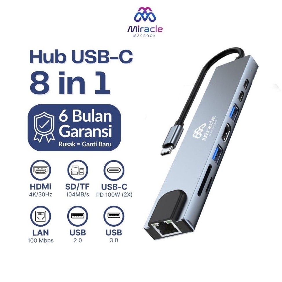 Jual Harga Spesial Converter HUB Kabel HDTV 8 IN 1 USB Type C To ...