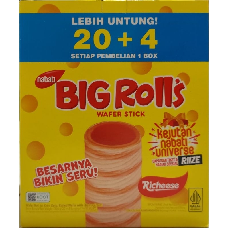 Jual RICHEESE NABATI BIG ROLLS GRAKER SNACK TERBARU 1 BOX ISI 20 PCS ...
