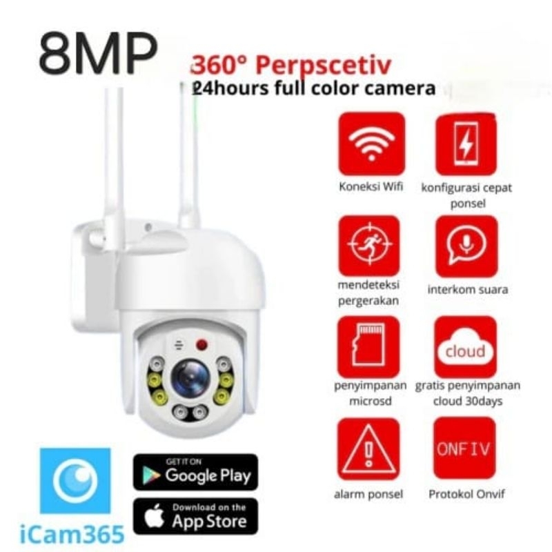 Jual CCTV Outdoor 8MP Icam365 IP Camera Wifi Waterproof 1080P Full HD ...