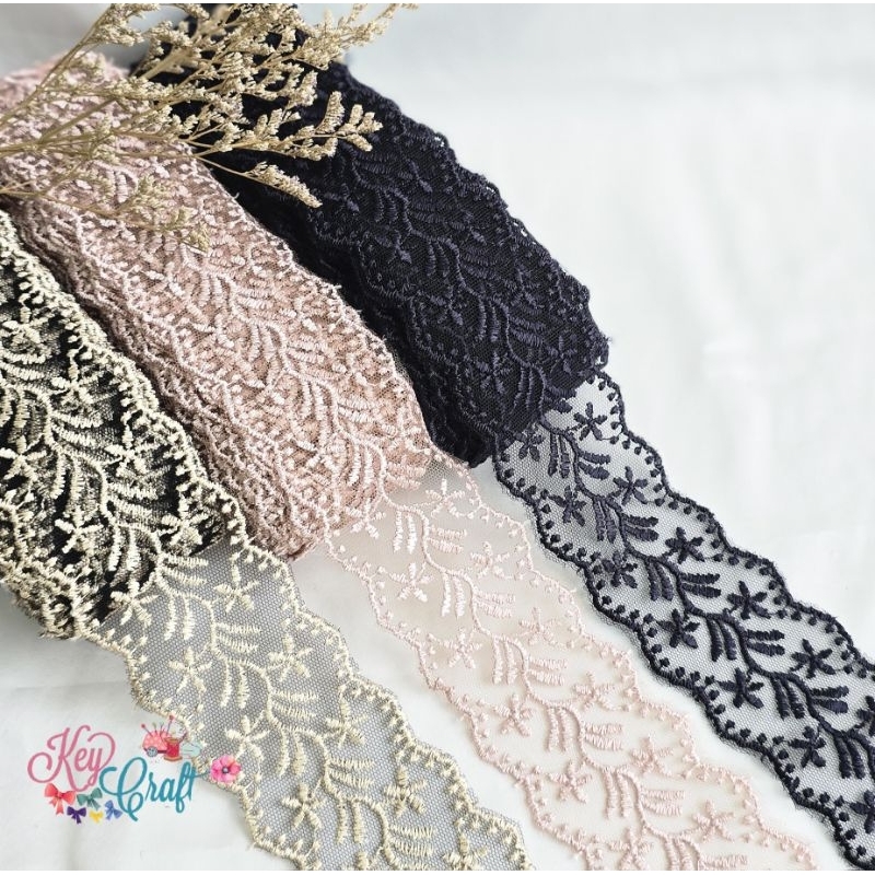 Jual Renda bordir (lace) motif F012 | Shopee Indonesia