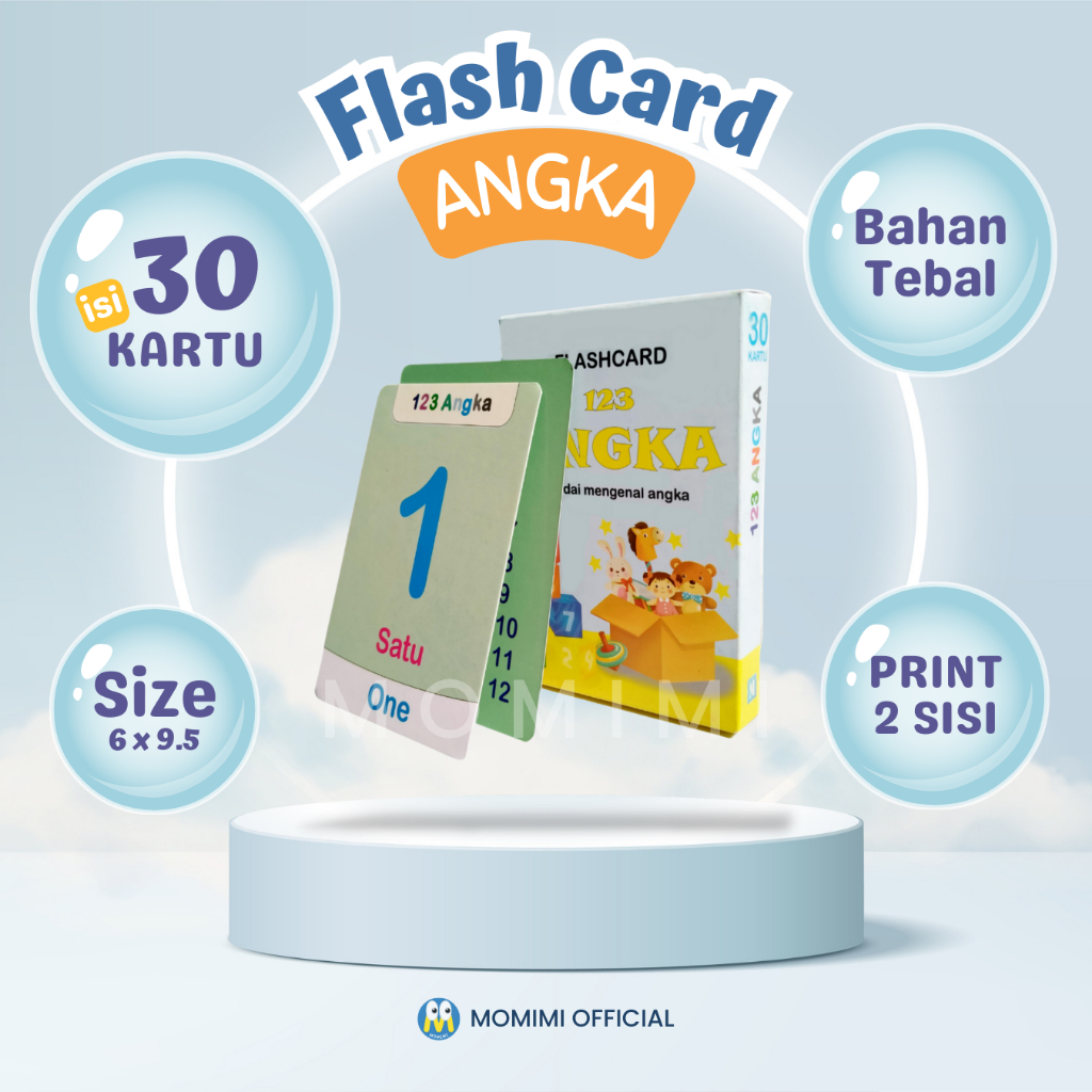 Jual Flash Card ANGKA Bahan Tebal Laminasi Glossy Kartu Belajar ...