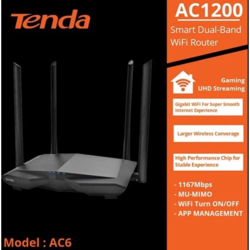 Jual TENDA AC6 - AC1200 Dual Band Wireless 2.4/5Ghz Smart Router | Shopee Indonesia