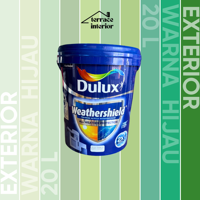 Jual Cat Tembok Dulux Weathershield Exterior 20 L Hijau Semi Gloss ...