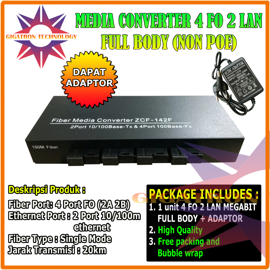Jual Media Converter 4 FO 2 LAN 4 SC 2 RJ45 10/100 Mbps Full Body ...
