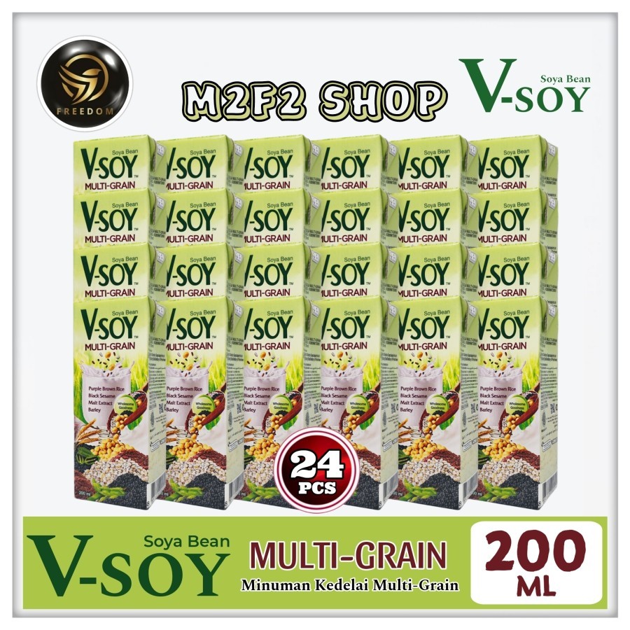 Jual V-Soy Soya Bean Milk Multi Grain Barley | Susu Kedelai Kotak UHT ...