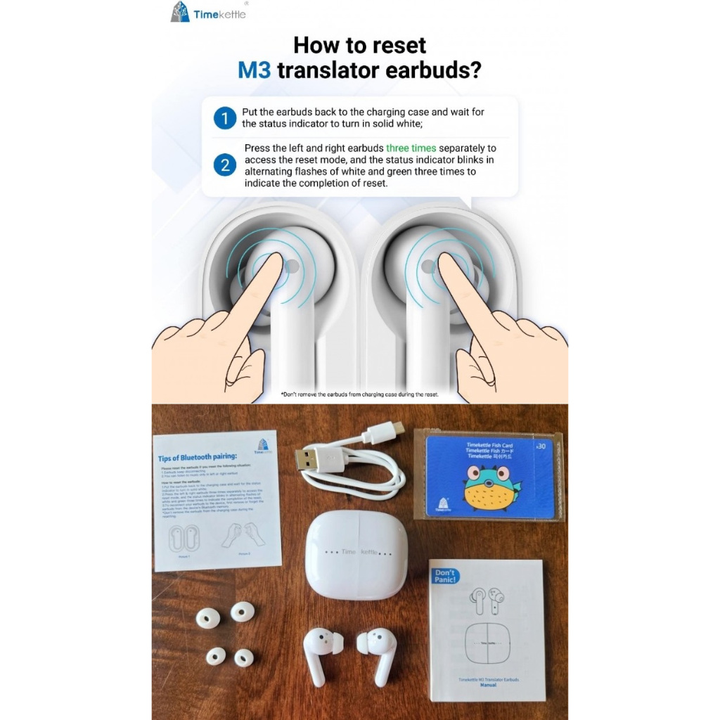 Jual TIMEKETTLE M3 Translator Earbuds OFFLINE - Penerjemah Bahasa Asing ...