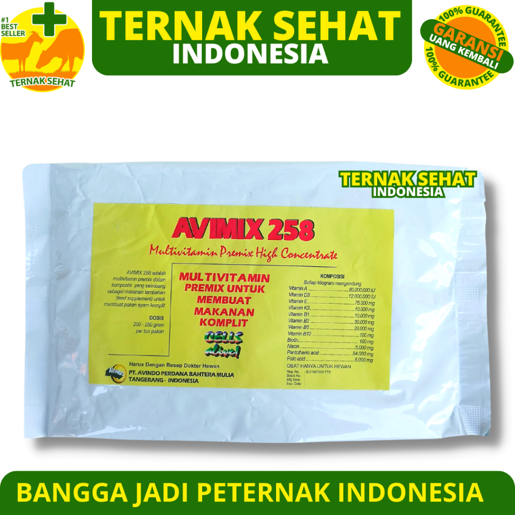 Jual AVIMIX 258 1KG - Multivitamin HC Vitamin Hewan Konsentrasi Tinggi ...