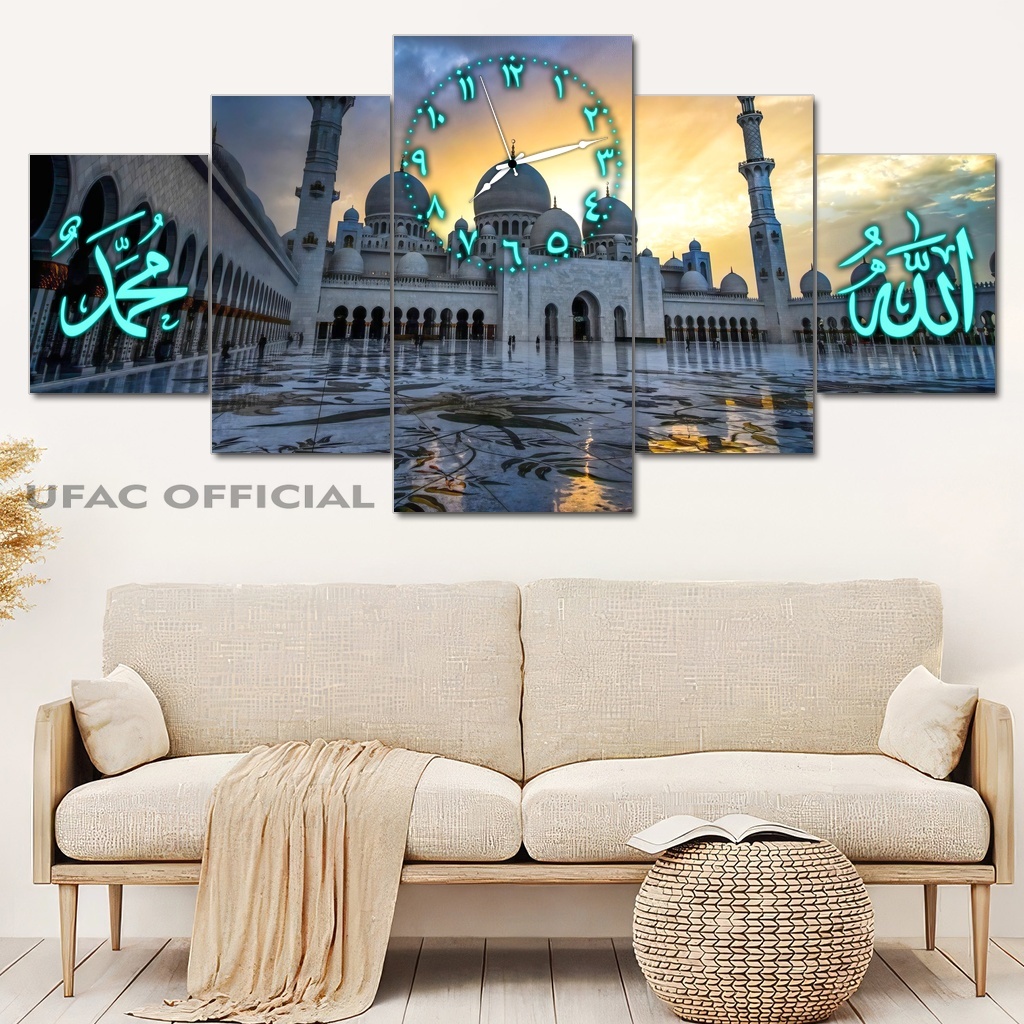 Jual Jam Jumbo Mekkah Madinah 80X40 Multipanel / Jam Ruang Tamu Muslim ...