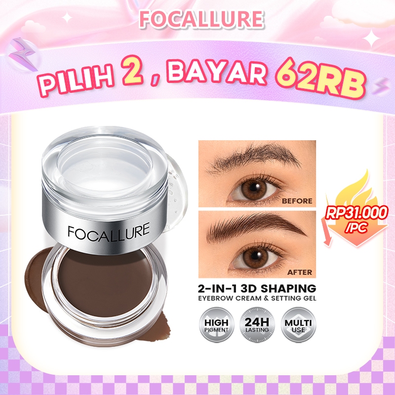 Jual FOCALLURE Pro-shape Waterproof Lasting Duo Eyebrow Cream Eyebrow ...